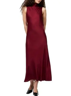 French Connection Ennis Bow Back Sleeveless Satin Maxi Dress - 50-cabernet