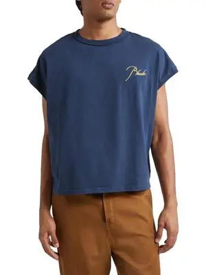 Rhude Classique Cutoff Graphic T-shirt - Navy/yellow 0043