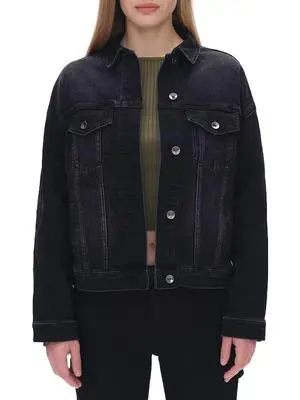BAYEAS Oversized Denim Trucker Jacket - Black