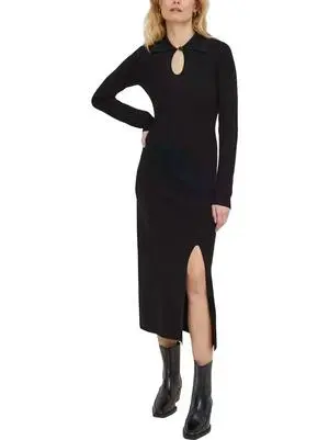 The Kooples Keyhole-neckline Midi Dress - Black