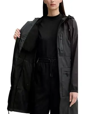 Rains Hooded Raincoat With Pockets - Black