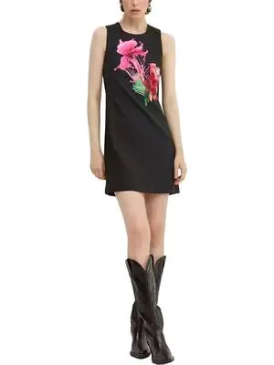 Desigual Sleeveless Floral-print Mini Dress - Black