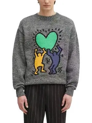 WACKO MARIA Heart-motif Wool Sweater - Grey