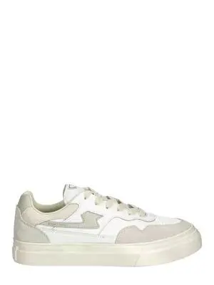 S.W.C STEPNEY WORKERS CLUB Logo Detail Leather Sneakers - Neutrals