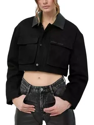 Miss Sixty Cropped Trimmed-collar Denim Jacket - Black