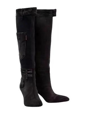 Miss Sixty Knee-high Stiletto Boots With Pocket Detail - Black