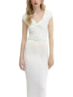 Liu Jo Twist-front Belted Midi Dress - White