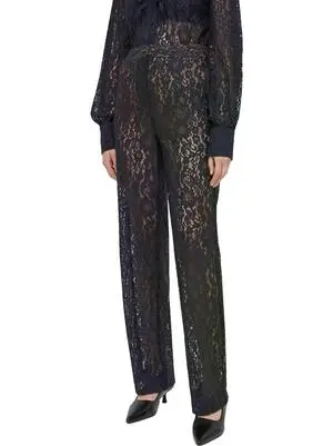 BRUUNS BAZAAR Floral Lace Straight Leg Pants - Black