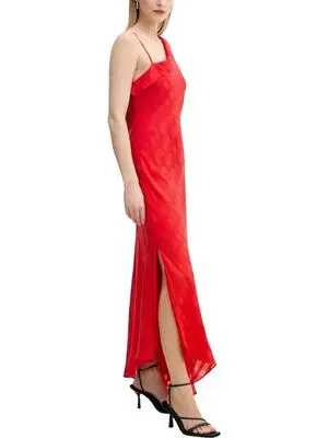 SAMSOE SAMSOE Saramina Asymmetric Ruffled Maxi Dress - Red