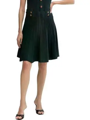 Guess Ribbed Mini Skirt With Button Details - Black