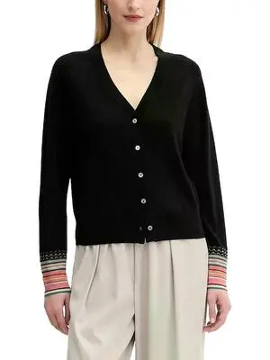 Paul Smith V-neck Cardigan With Contrasting Cuffs - Black