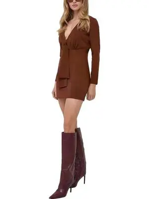SILVIAN HEACH Knotted Long-sleeves Mini Dress - Brown