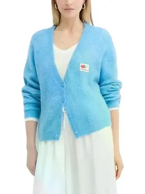 American Vintage Logo-patch Buttoned Cardigan - Blue