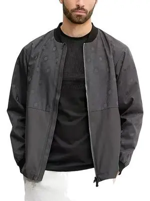 BOSS Hexagon Pattern Bomber Jacket - Grey