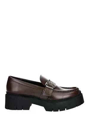 Hugo Buckle-detail Platform Loafers - Brown