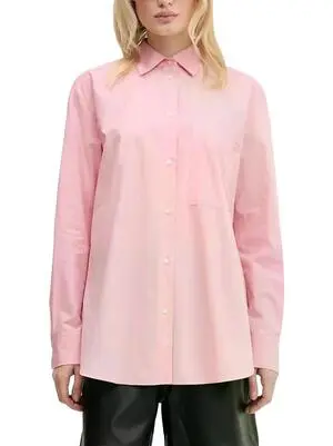 Hugo Embroidered-logo Cotton Shirt - Pink