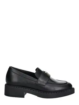 Furla Metal-buckle Leather Loafers - Black