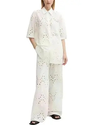 GESTUZ Eyelet-embroidered Shirt - White