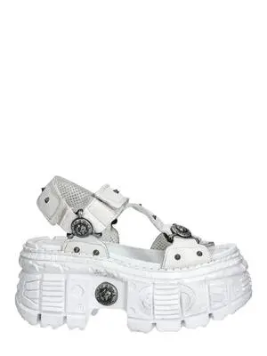 NEW ROCK 100mm Studded Platform Sandals - White