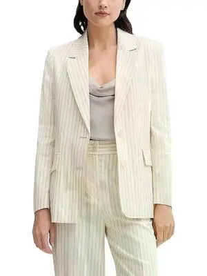 Sisley Pinstripe Button Blazer - Neutrals