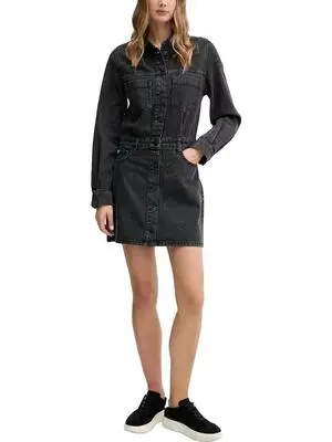Dkny Denim Mini Shirt Dress - Black