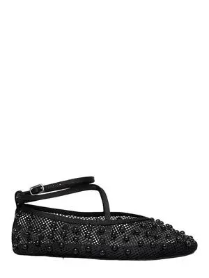 Stine Goya Bead-embellished Mesh Ballet Flats - Black