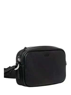 Hugo Leather Zip-top Crossbody Bag - Black