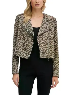 BOSS Leopard-Pattern Biker Jacket