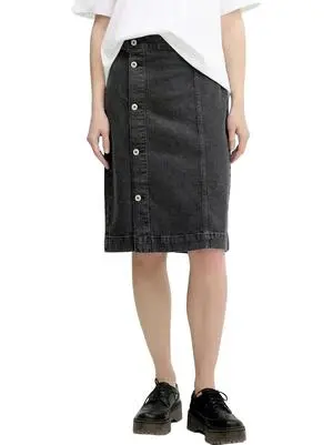 Karl Lagerfeld Button-front Denim Skirt - Grey