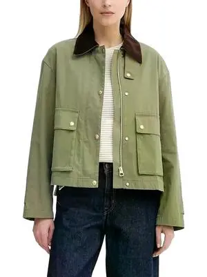 Marc O'polo Buttoned Corduroy-collar Jacket - Green