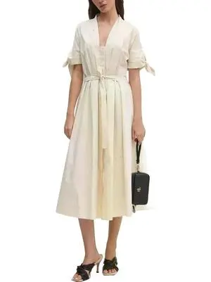 SANDRO FERRONE V-neck Midi Dress - Neutrals