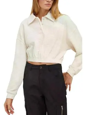 American Vintage Polo-neck Cropped Top - Neutrals