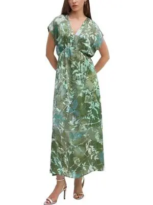 SANDRO FERRONE Floral-print Midi Dress - Green