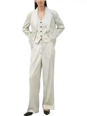 BRUUNS BAZAAR Pinstripe Double-breasted Suit Jacket - Neutrals