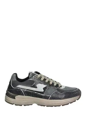 S.W.C STEPNEY WORKERS CLUB Cracked Leather Sneakers - Grey