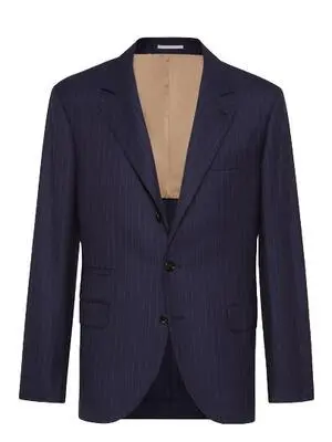 Brunello Cucinelli Chalk Stripe Blazer - Navy Blue
