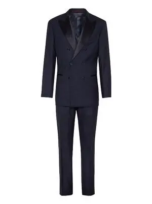 Brunello Cucinelli Tuxedo With One-and-a-half-breasted Jacket - Navy Blue