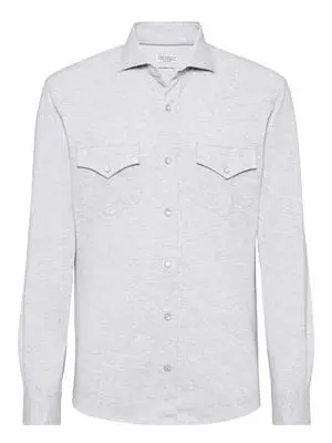 Brunello Cucinelli Piqué Shirt - Light Grey