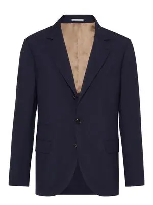 Brunello Cucinelli Wool And Silk Blazer - Navy Blue