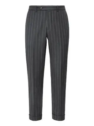 Brunello Cucinelli Wide Chalk Stripe Trousers - Grey