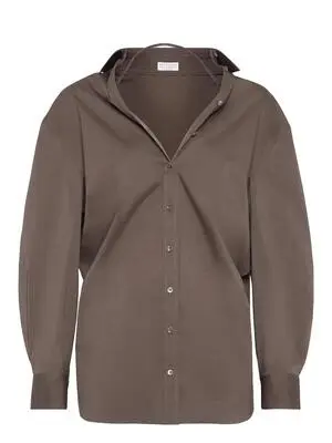 Brunello Cucinelli Stretch Poplin Shirt - Chocolate