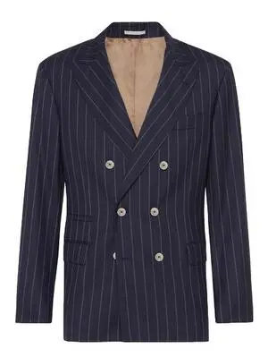 Brunello Cucinelli Wide Chalk Stripe Blazer - Blue