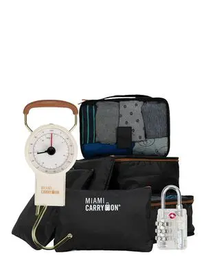 MIAMI CARRY ON Essential Organizational 8-piece Travel Kit - Black+beige