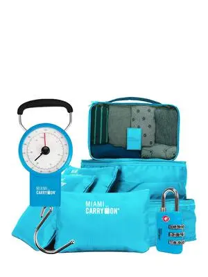 MIAMI CARRY ON Essential Organizational 8-piece Travel Kit - Light Blue