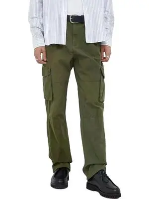 LES DEUX Herringbone Cargo Trousers - Green