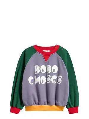 BOBO CHOSES Colorblock Organic Cotton Sweatshirt - Grey Multicolor