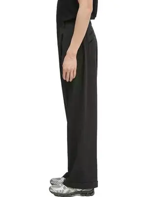 Kenzo Pleated Trousers With Cuffed Hem - Black