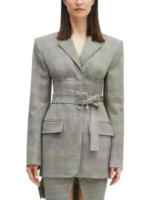 Sportmax Belted Check Jacket - Grey