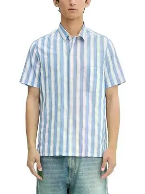SAMSOE SAMSOE Saavan Stripe Short-sleeve Shirt - Blue
