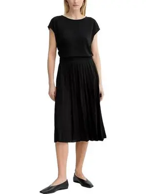 Marc O'polo Pleated Cap-sleeve Dress - Black